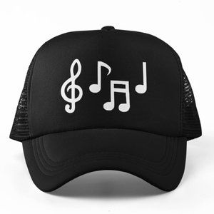 Accessories | Musical Notes Black Foam Trucker Hat Mesh Snapback Cap ...
